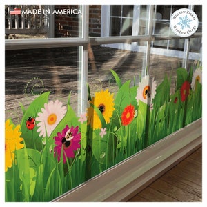 Wild Grass Flower & Insect Window Cling Border Home Decor Decal. 47 ...