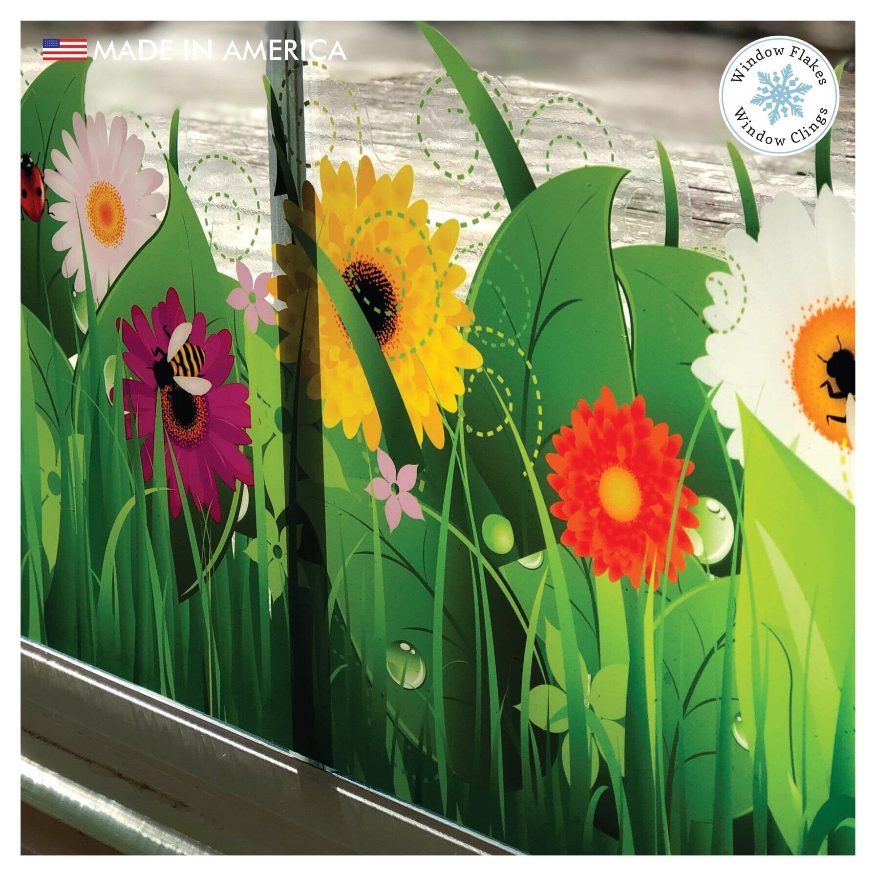 Wild Grass Window Cling Border With Flowers and Insects - Etsy