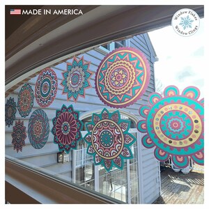 Mandala Sun Catchers Window Clings, Set of 10, 5" Stained Glass Decals ...