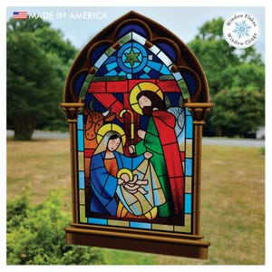 Nativity Window Clings, Christmas Decal for Glass, Stained Glass Effect ...
