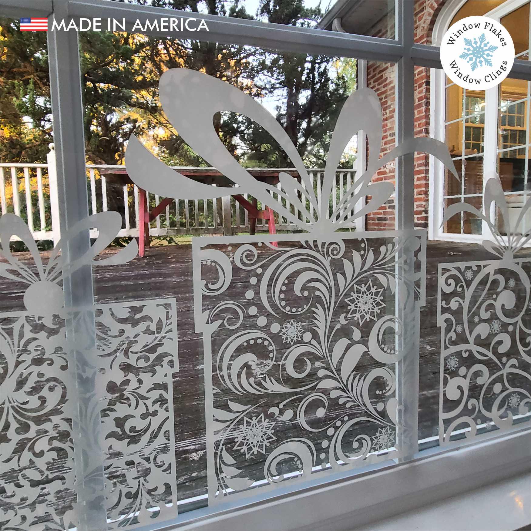 39" Gift Border Window Cling Decal Christmas Decoration. Reusable Vinyl ...