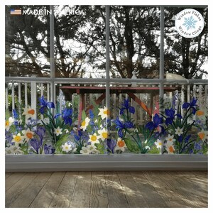 Botanical Springtime Flower Window Cling Decal. Crocuses, Ferns ...