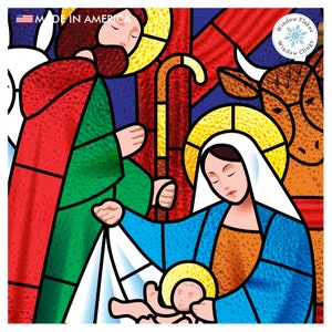 Nativity Window Clings, Christmas Decal for Glass, Stained Glass Effect ...