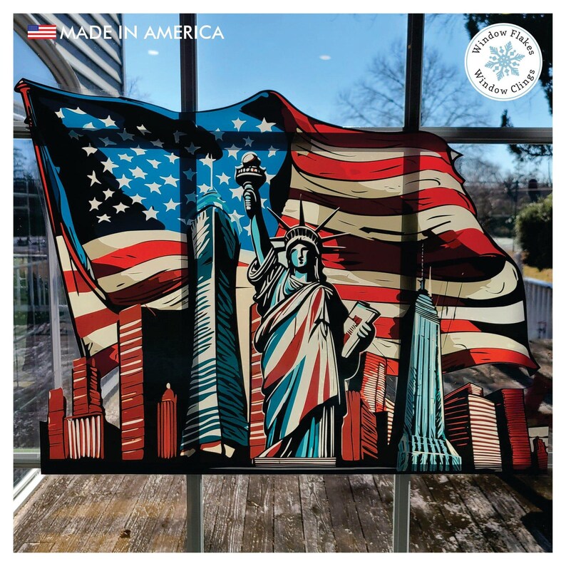NYC Iconic Landmarks Window Cling, Statue of Liberty, July 4th Decor - Etsy
