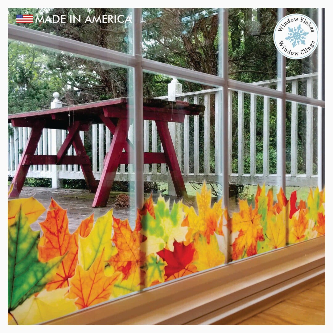 Fall Leaf Window Cling Border for Fall & Thanksgiving Holiday Home ...