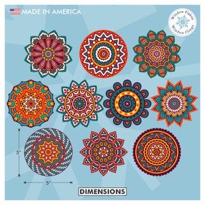 Mandala Sun Catchers Window Clings, Set of 10, 5" Stained Glass Decals ...
