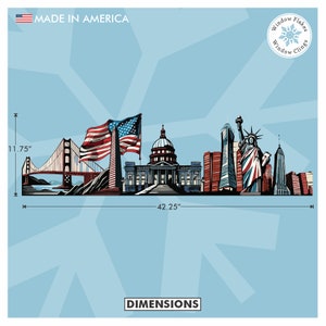 American Landmarks Border Decal. USA Iconic Landmarks Window Cling ...