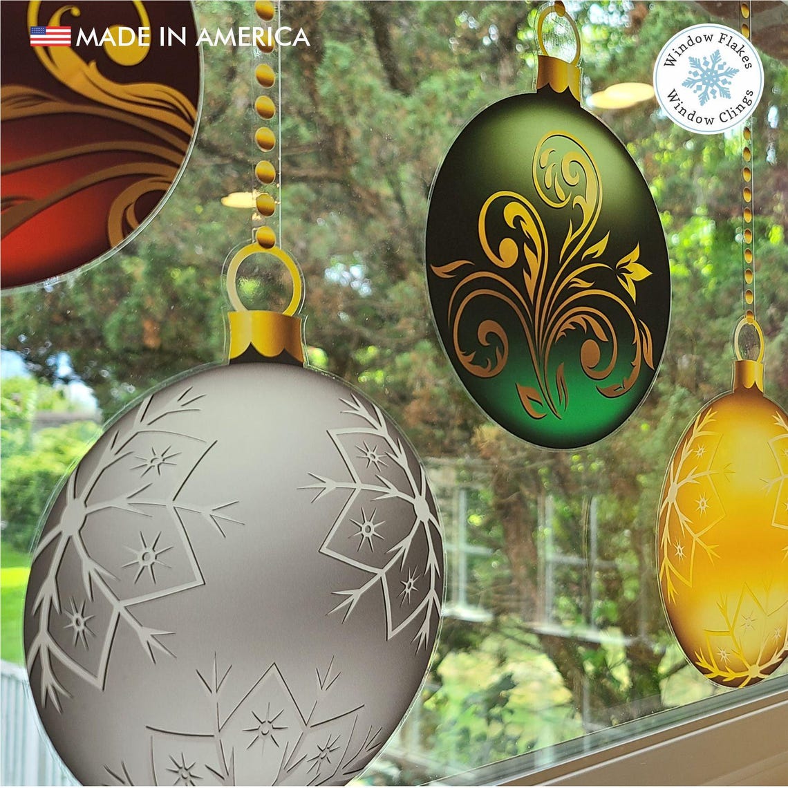Window Flakes Christmas Ornament Window Clings: Large, Colorful ...