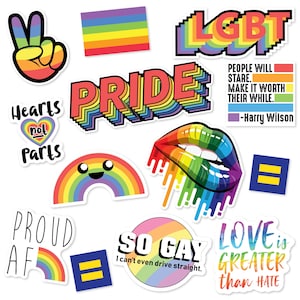 LGBTQ Pride Sticker Pack Gay Pride Accessories Including 12 Rainbow ...