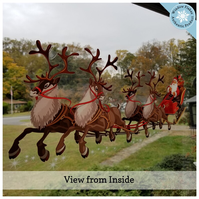 Christmas Santa Sleigh Window Cling | Etsy