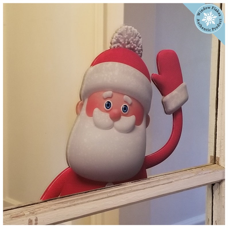 Waving Santa Christmas Window Cling - Etsy