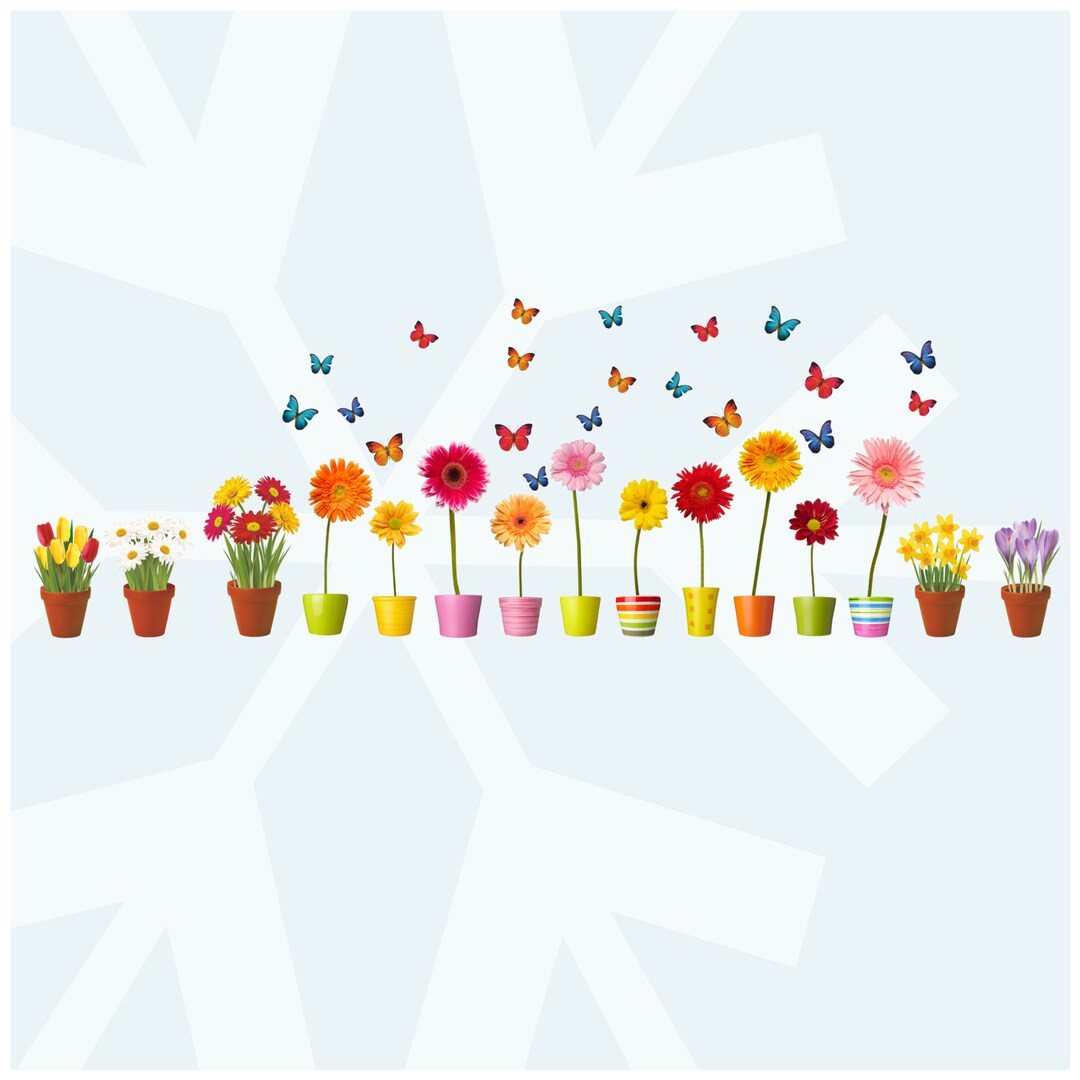 Potted Plant / Potted Flowers Window Cling - Etsy