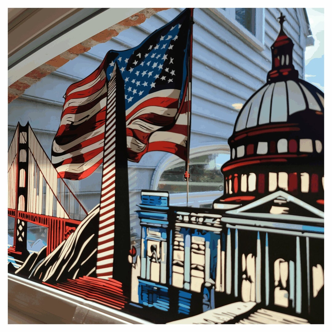 American Landmarks Border Decal. USA Iconic Landmarks Window Cling ...