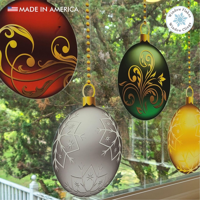 Window Flakes Christmas Ornament Window Clings: Large, Colorful ...