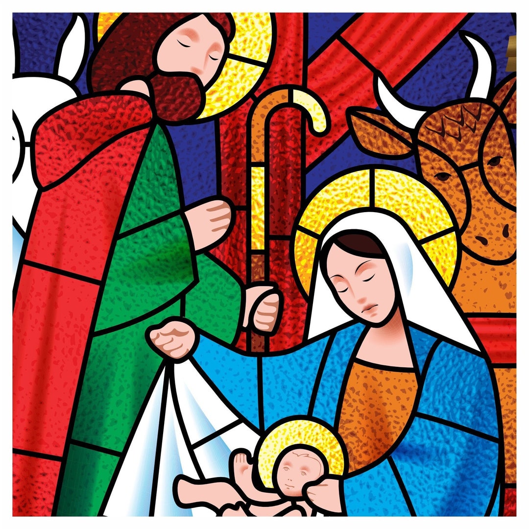 Nativity Window Clings, Christmas Decal for Glass, Stained Glass Effect ...