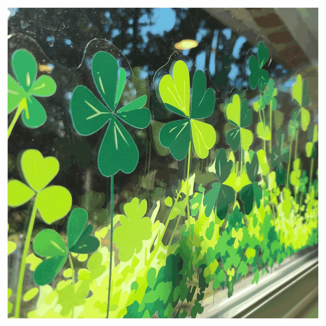St. Patrick's Day Decoration Decals Shamrock Window Cling Borders, 4 ...