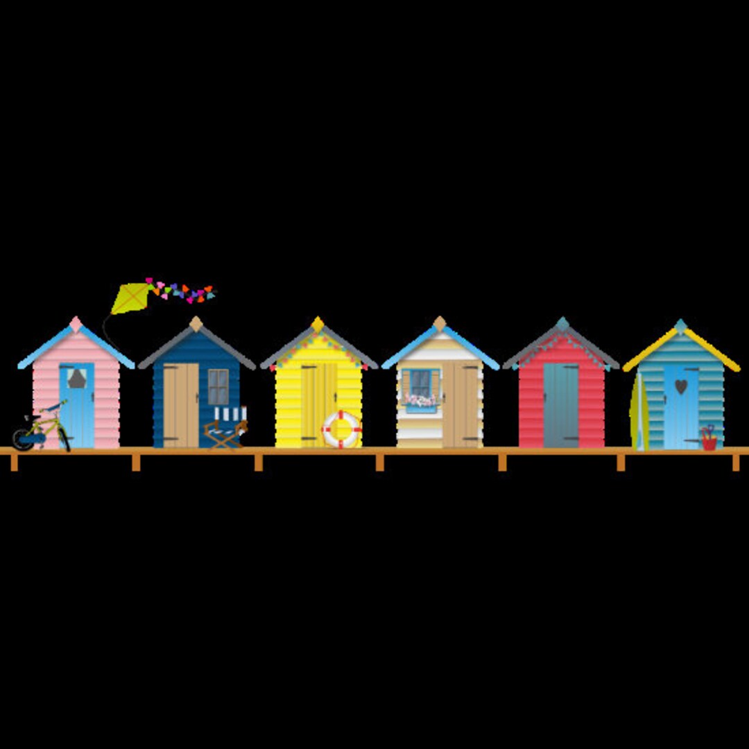Beach Huts Border Window Cling - Etsy