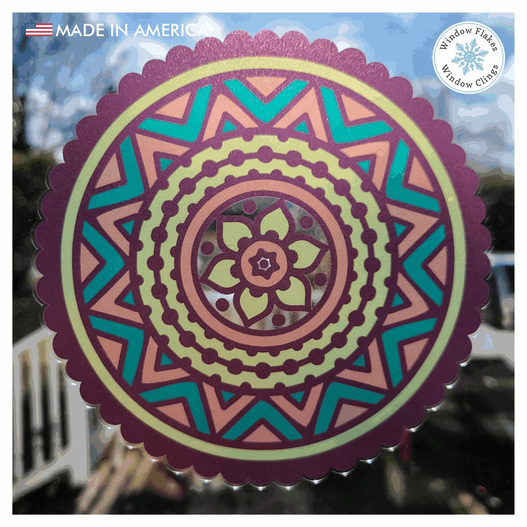 Mandala Sun Catchers Window Clings, Set of 10, 5" Stained Glass Decals ...
