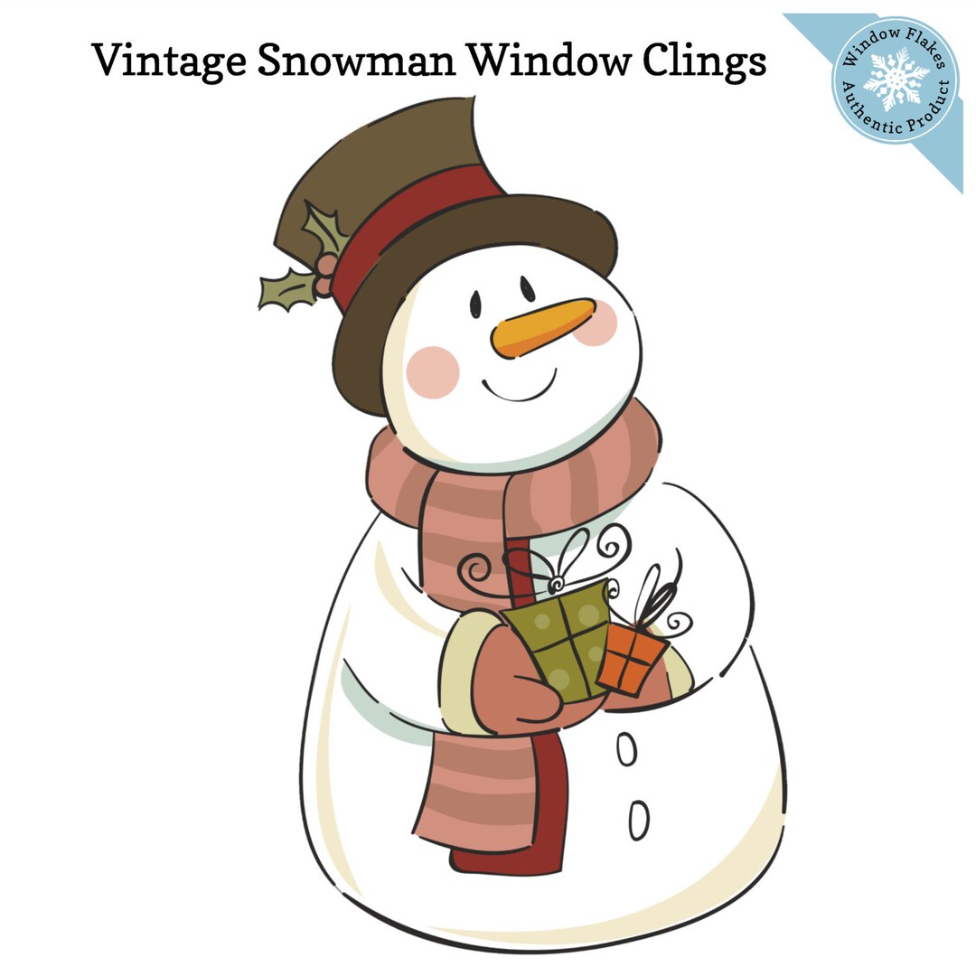 Vintage Snowman Window Cling - Etsy