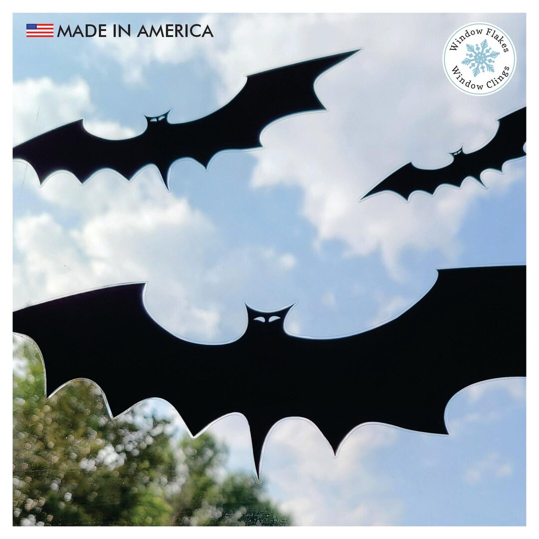 Spooky Set of 16 Halloween Bat Window Cling. Hauntingly Beautiful ...