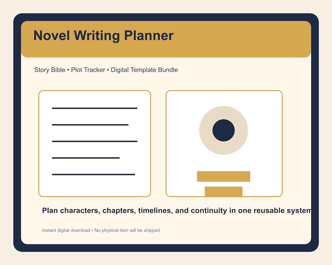 Novel Writing Planner PDF, Author Story Outline Workbook, Character ...