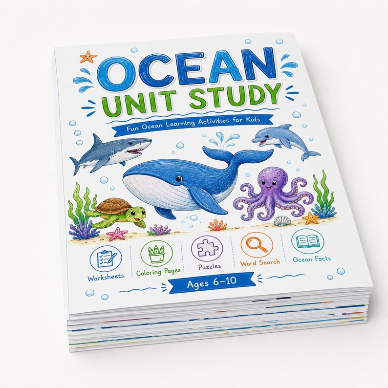 Ocean Unit Study Printable PDF | 40 Ocean Activities for Kids Ages 6-10 ...