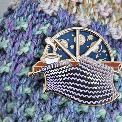 Sleeve Island Gold Plated Hard Enamel Pin Knitters Flair - Etsy