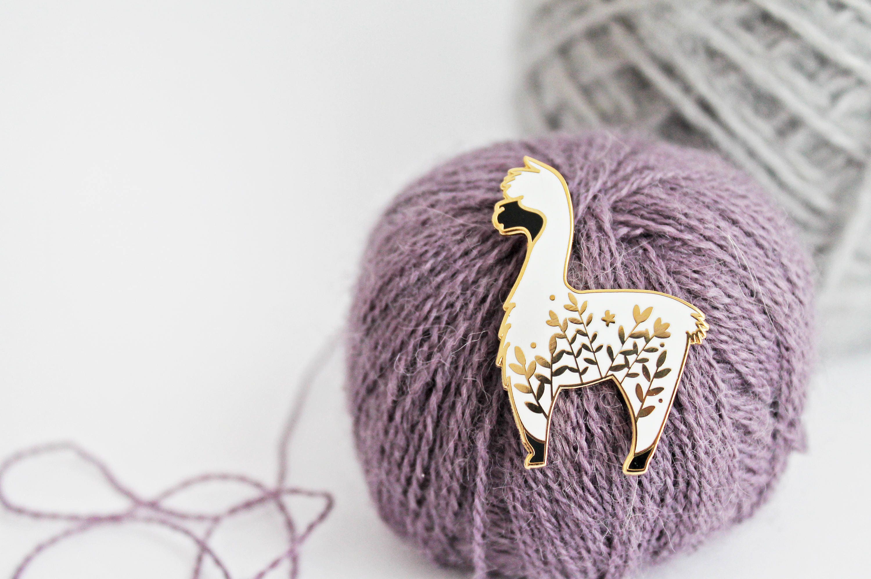 Little Alpaca Gold Plated Hard Enamel Pin Knitters Flair - Etsy Canada