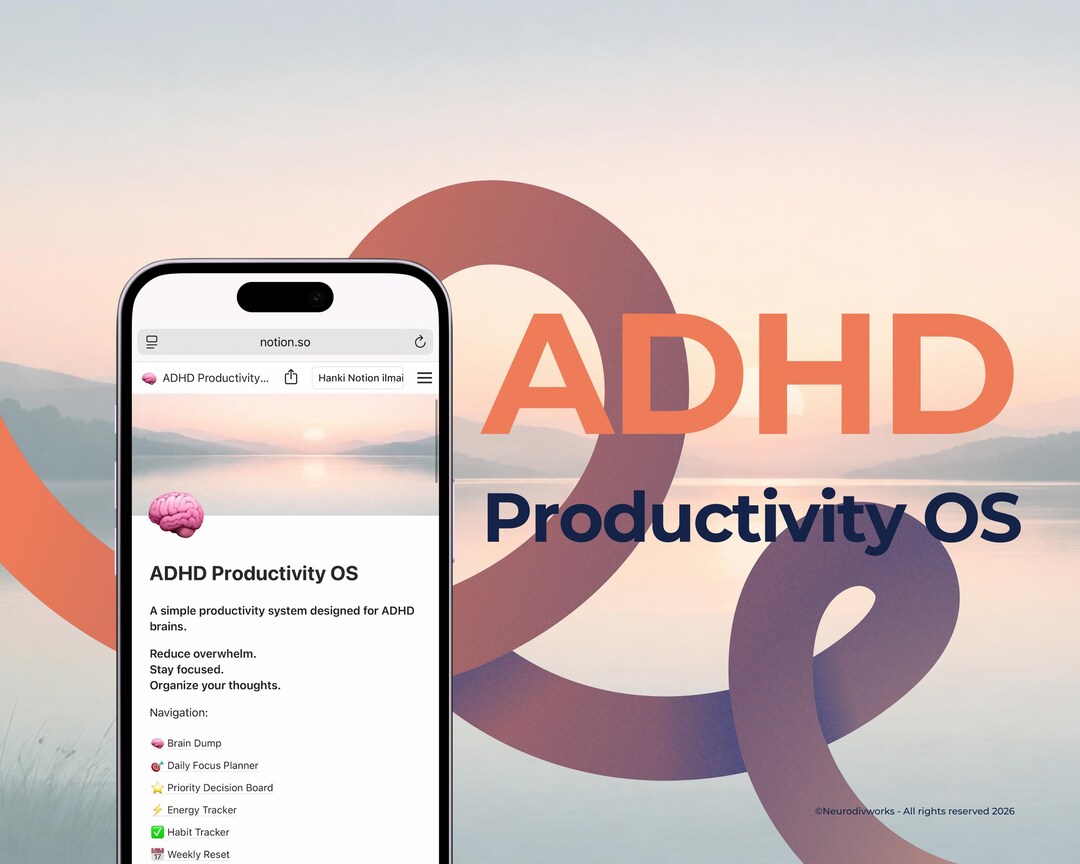 ADHD Productivity System | Notion Planner, Focus Dashboard (digital ...