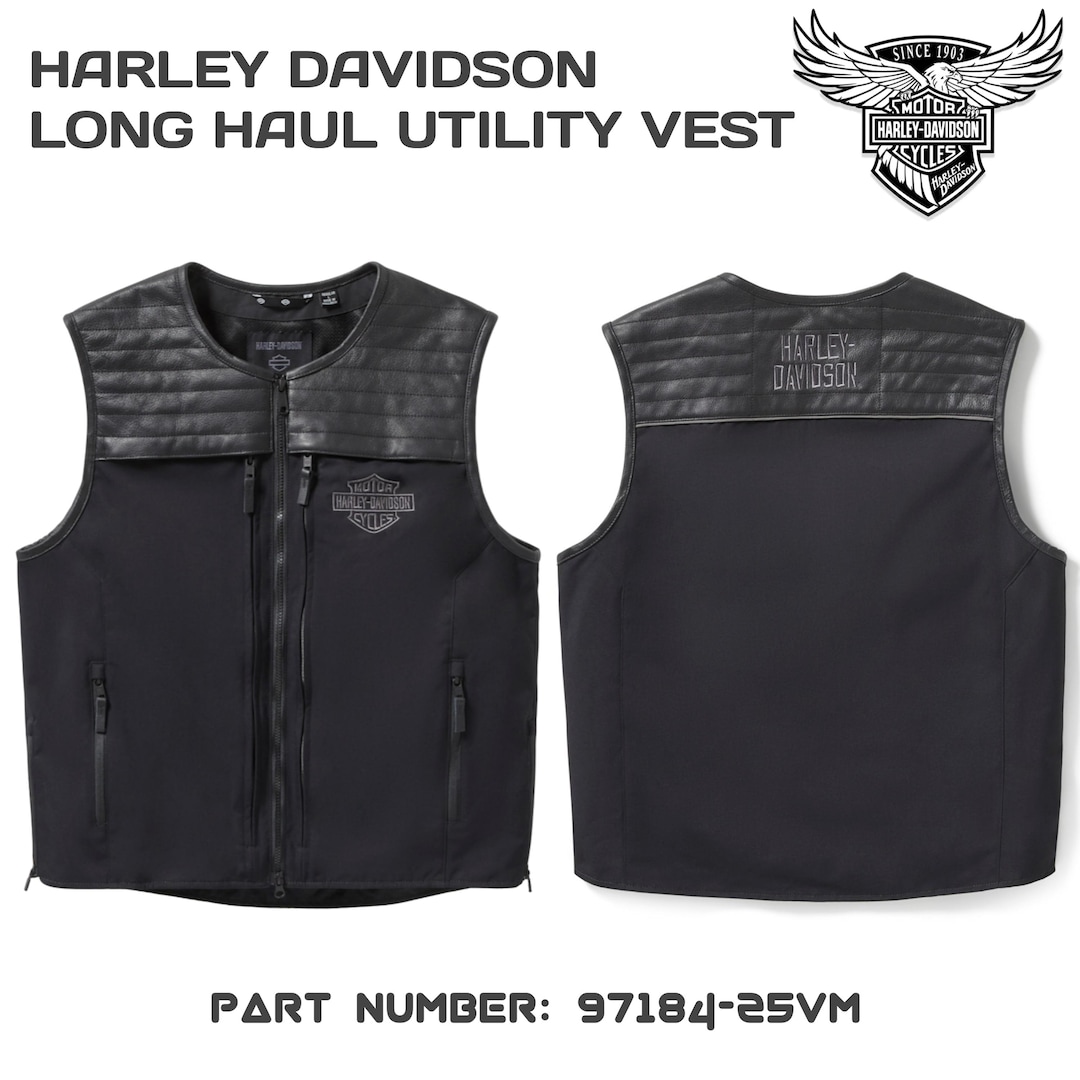 Harley Davidson Long Haul Utility Vest 97184-25VM – Men’s Biker Leather ...