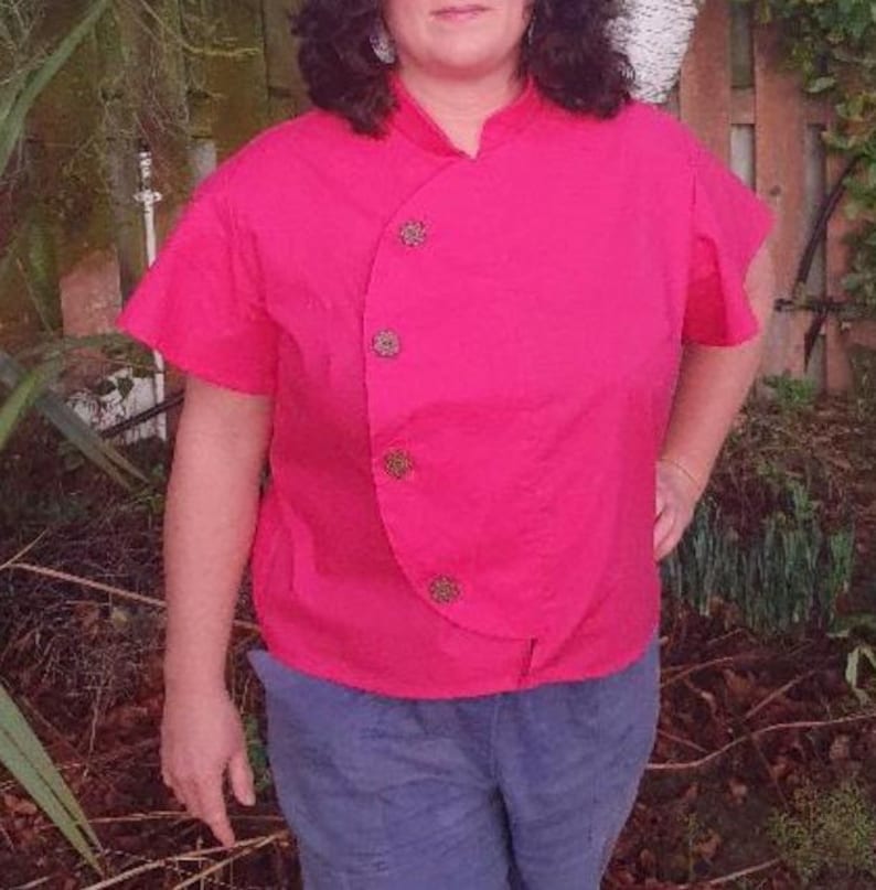 Plus Size Kitsune Samfu Sewing Pattern PDF | Mandarin Collar Blouse ...