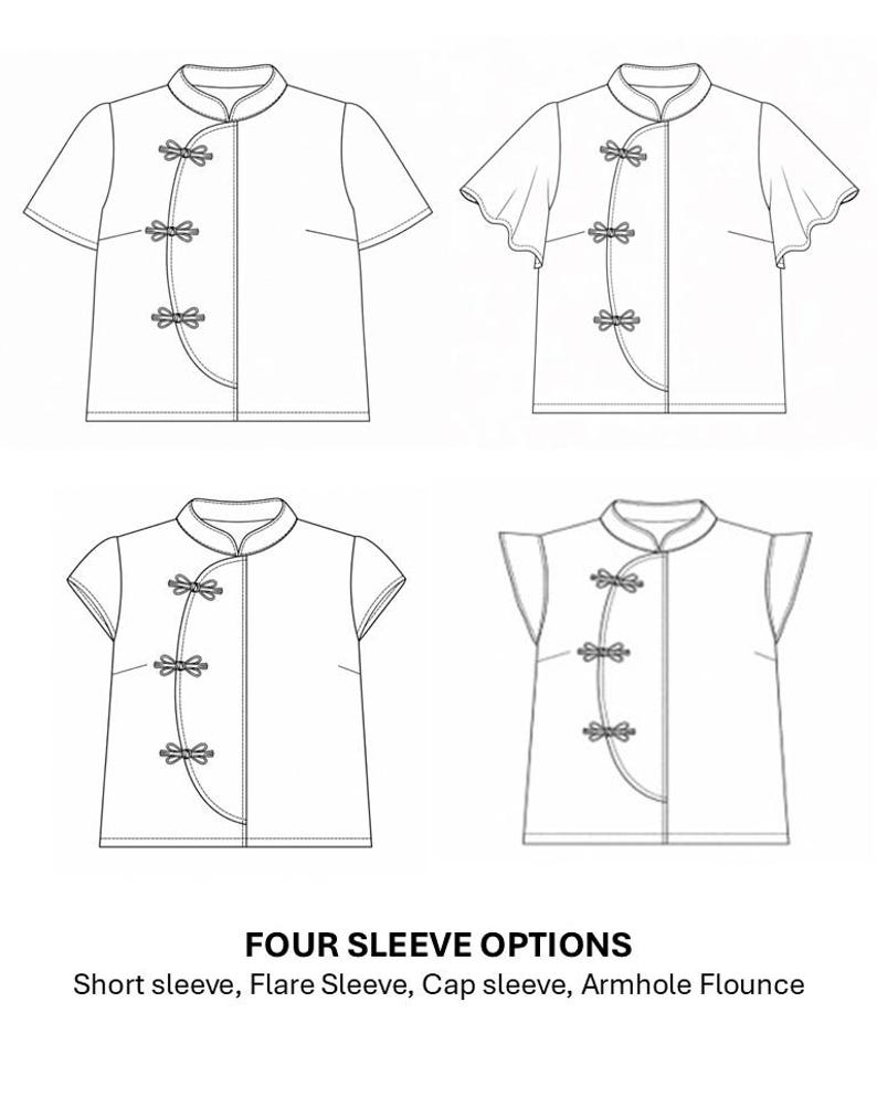 Plus Size Kitsune Samfu Sewing Pattern PDF | Mandarin Collar Blouse ...