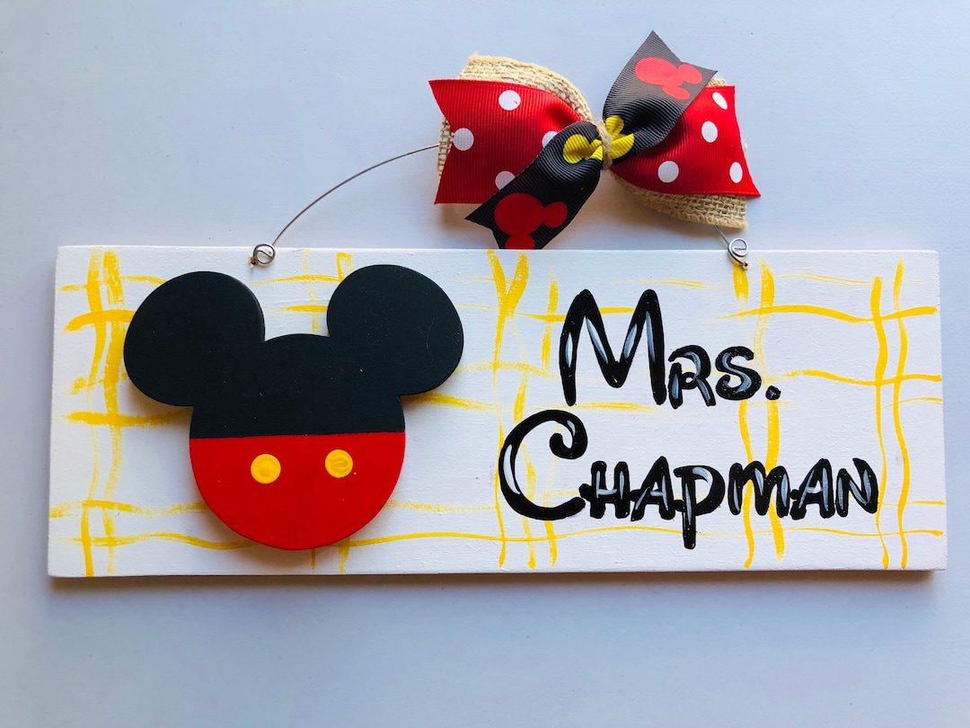 PERSONALIZED TEACHER Door Hanger Sign Back to School Disney Mickey ...