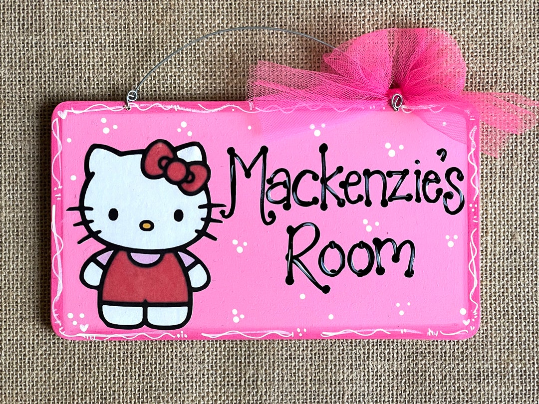 Hello Kitty Inspired Personalized Door Sign Room Decor Sanrio Wooden ...