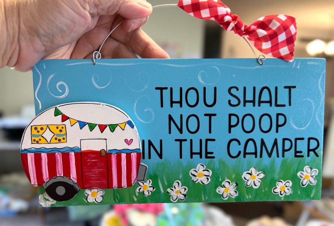 RV CAMPER Sign Thou Shalt Not Poop Wood Crafts CARAVAN Country Wood ...