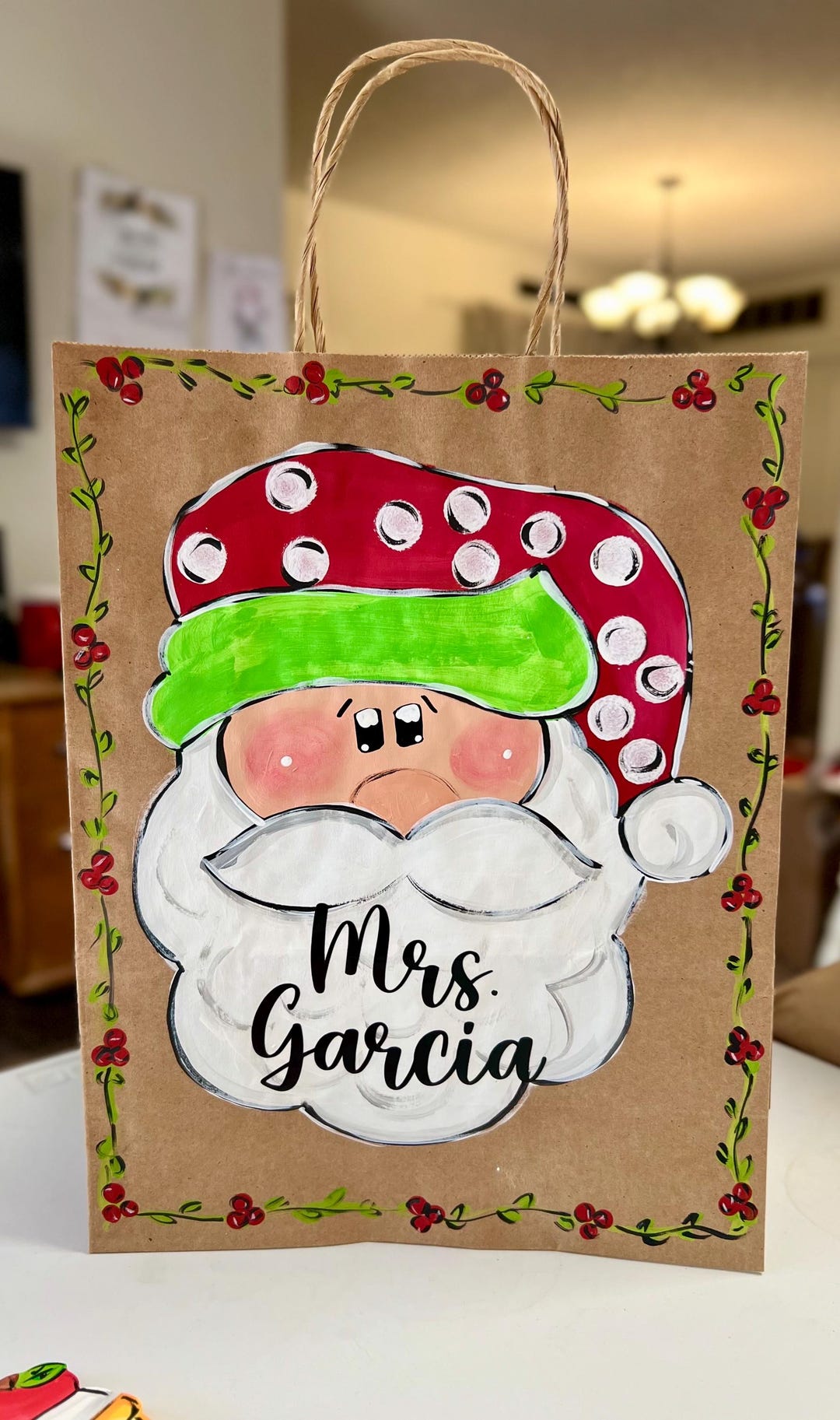SANTA CLAUS Custom-painted Gift Bag for Christmas, Holidays, Winter ...