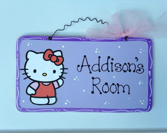 Hello Kitty Personalized Door Sign Room Decor Sanrio Wooden Handmade - Etsy