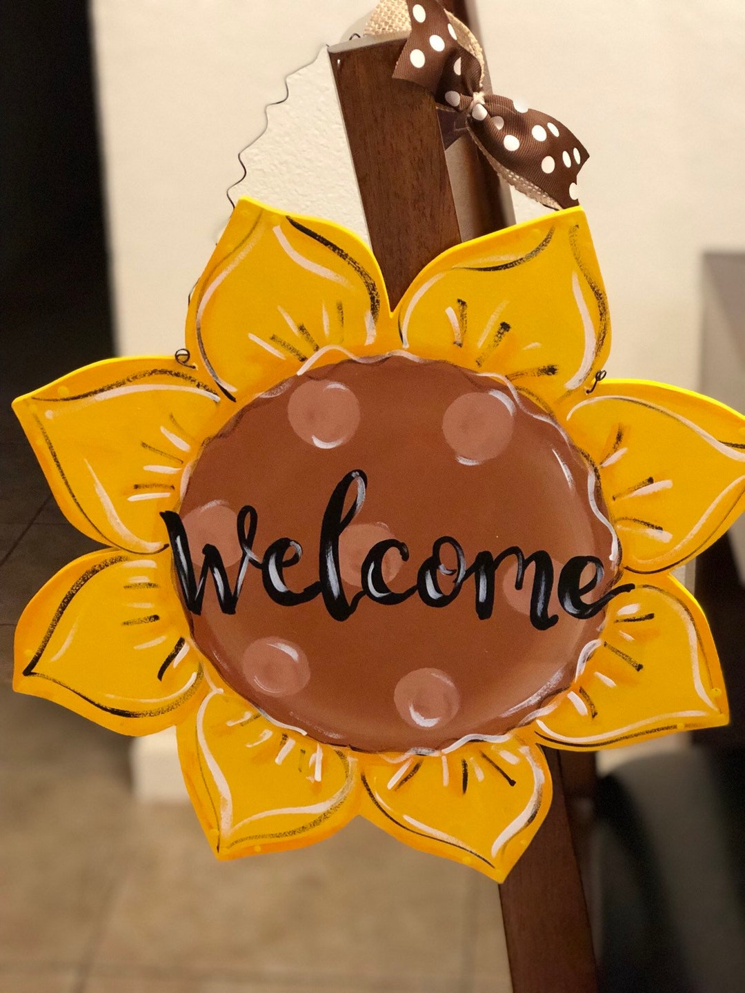 SUNFLOWER WELCOME Door Hanger Sign Spring Summer Everyday Decor, Front ...