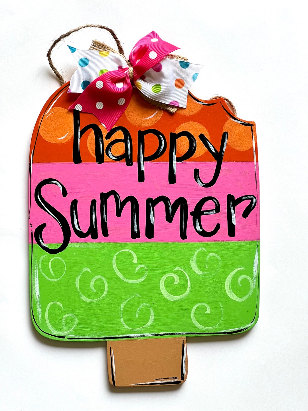POPSICLE DOOR HANGER Happy Summer Sign Wall Decor Hanger Porch Home ...