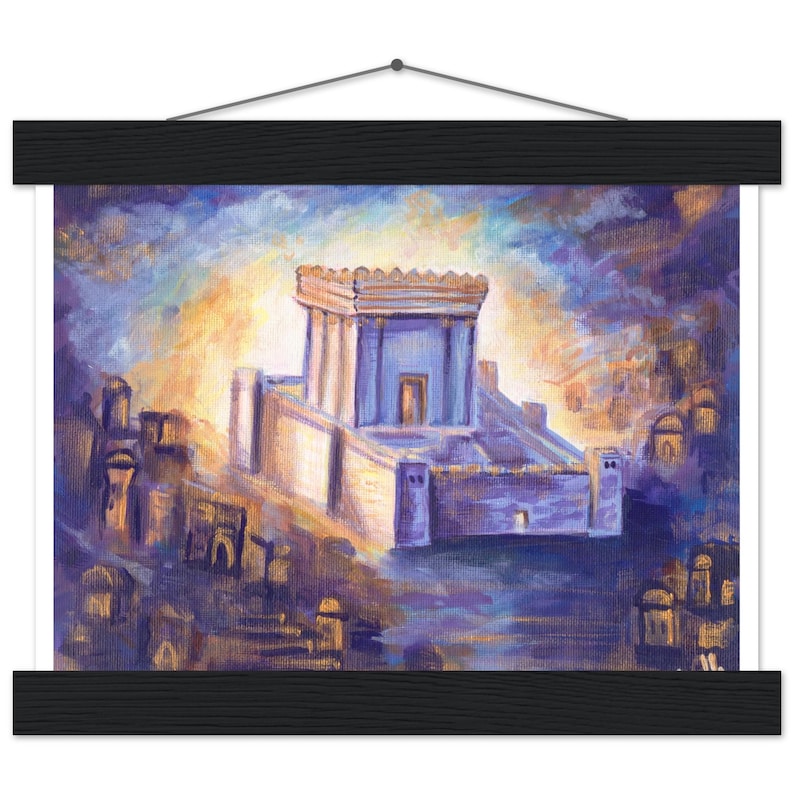 Ethereal Beit Hamikdash Print | Purple Gold Jerusalem Painting | Jewish ...