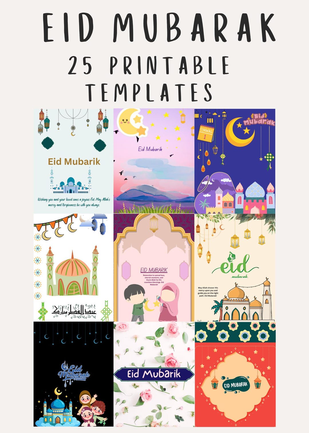 Unique and Attractive 25 Eid Cards Bundle.printable Templates - Etsy
