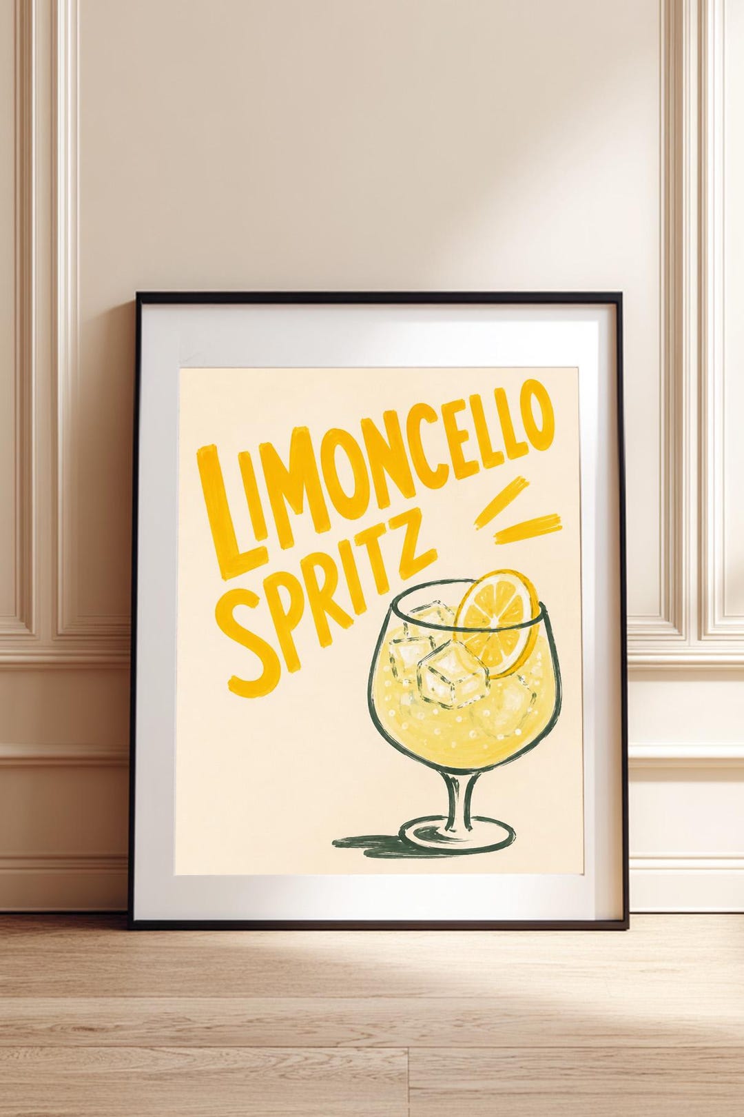 Limoncello Spritz Poster, Italian Lemon Cocktail Print, Yellow Bar Wall ...