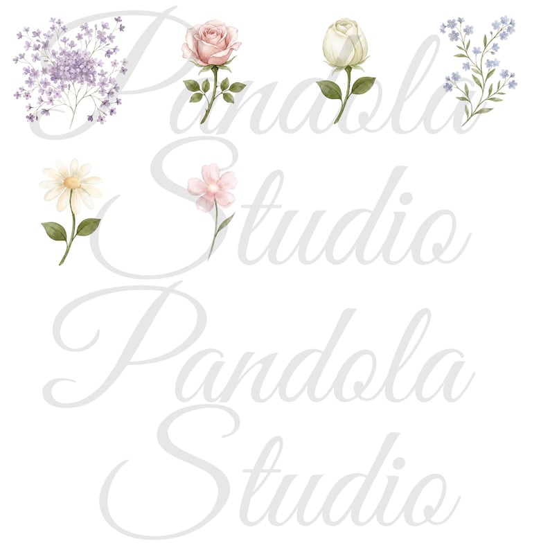Watercolor Flower Clipart Bundle, Botanical Wildflower PNG (digital ...