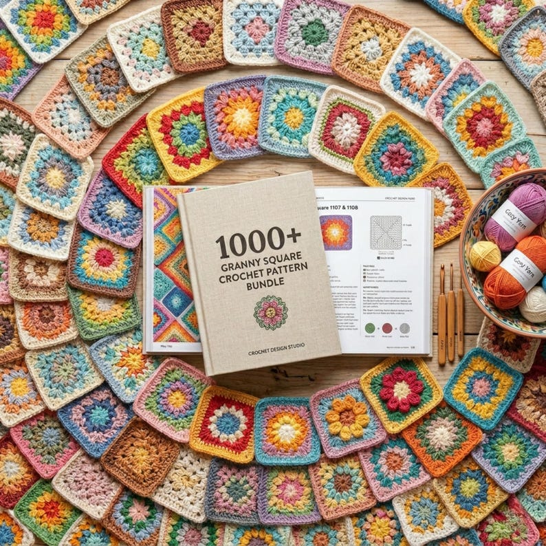1000+ Granny Square Crochet Patterns Bundle PDF | Crochet Motif Pattern ...