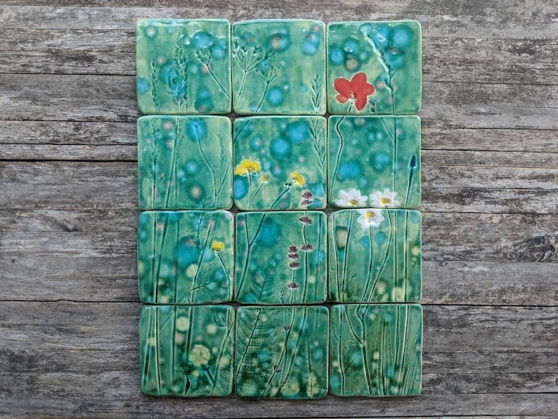 Flower Meadow - 12 Tile Botanical Panel - Etsy UK