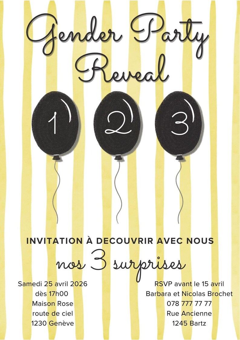 Triplet Gender Reveal Invitation - Customizable Canva Template ...