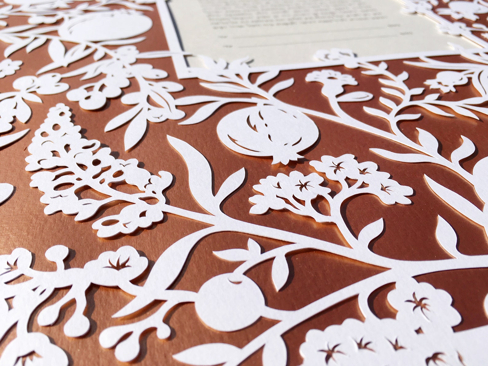 Blooms & Berries Papercut Jewish Ketubah Anniversary Gift - Etsy