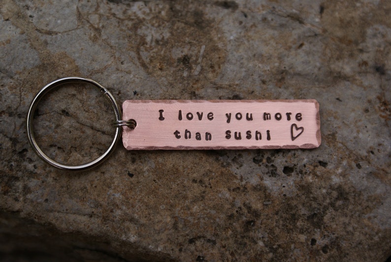 Copper Key Chain Personalized Hand Stamped With Quote - Etsy
