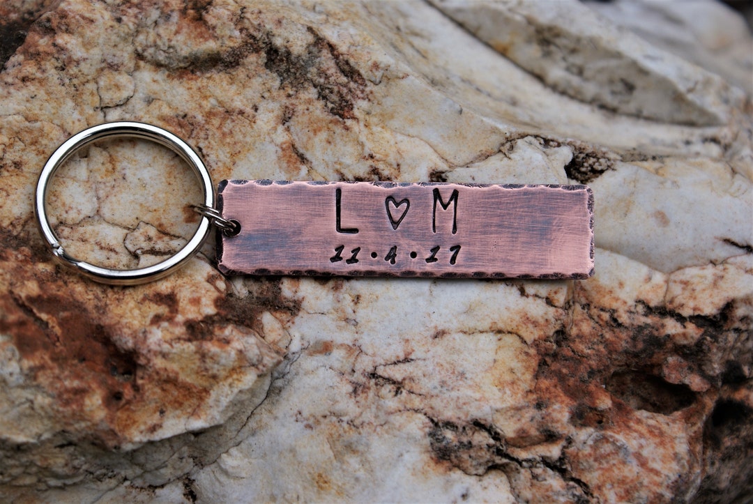 Personalized Hand Stamped Copper Key Chain - Etsy