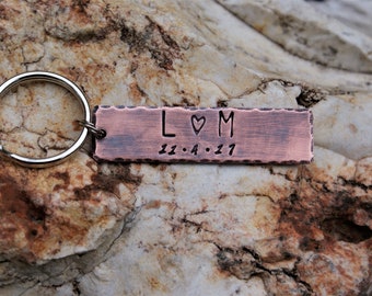 Copper Key Chain Personalized Hand Stamped With Quote | Etsy
